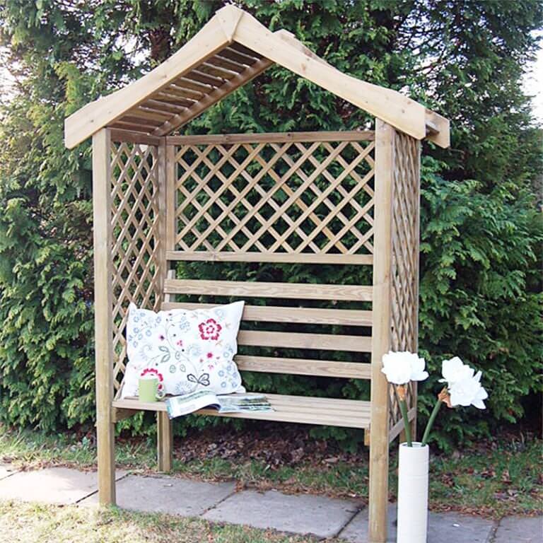 Parisienne Pressure Treated Wooden Outdoor Garden Arbour Seat with ...