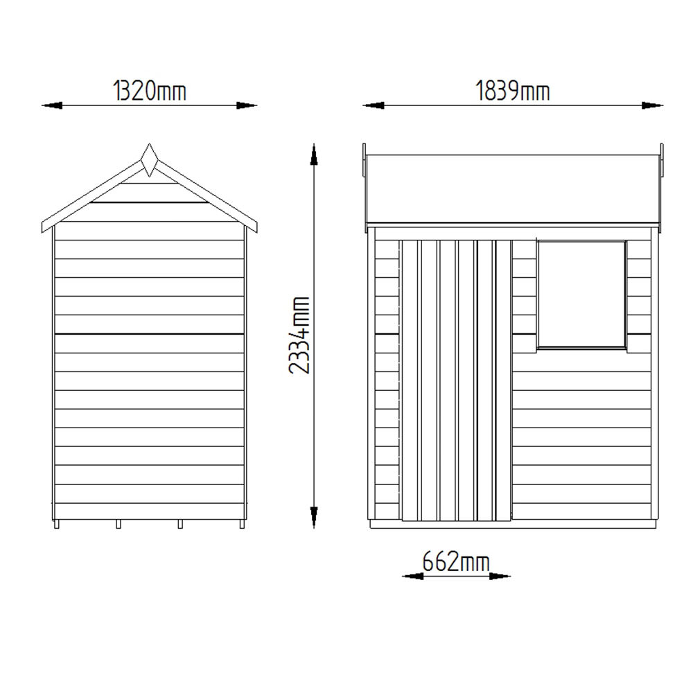 Wooden 6x4 Reverse Apex Overlap Pressure Treated Garden Shed - Pure ...