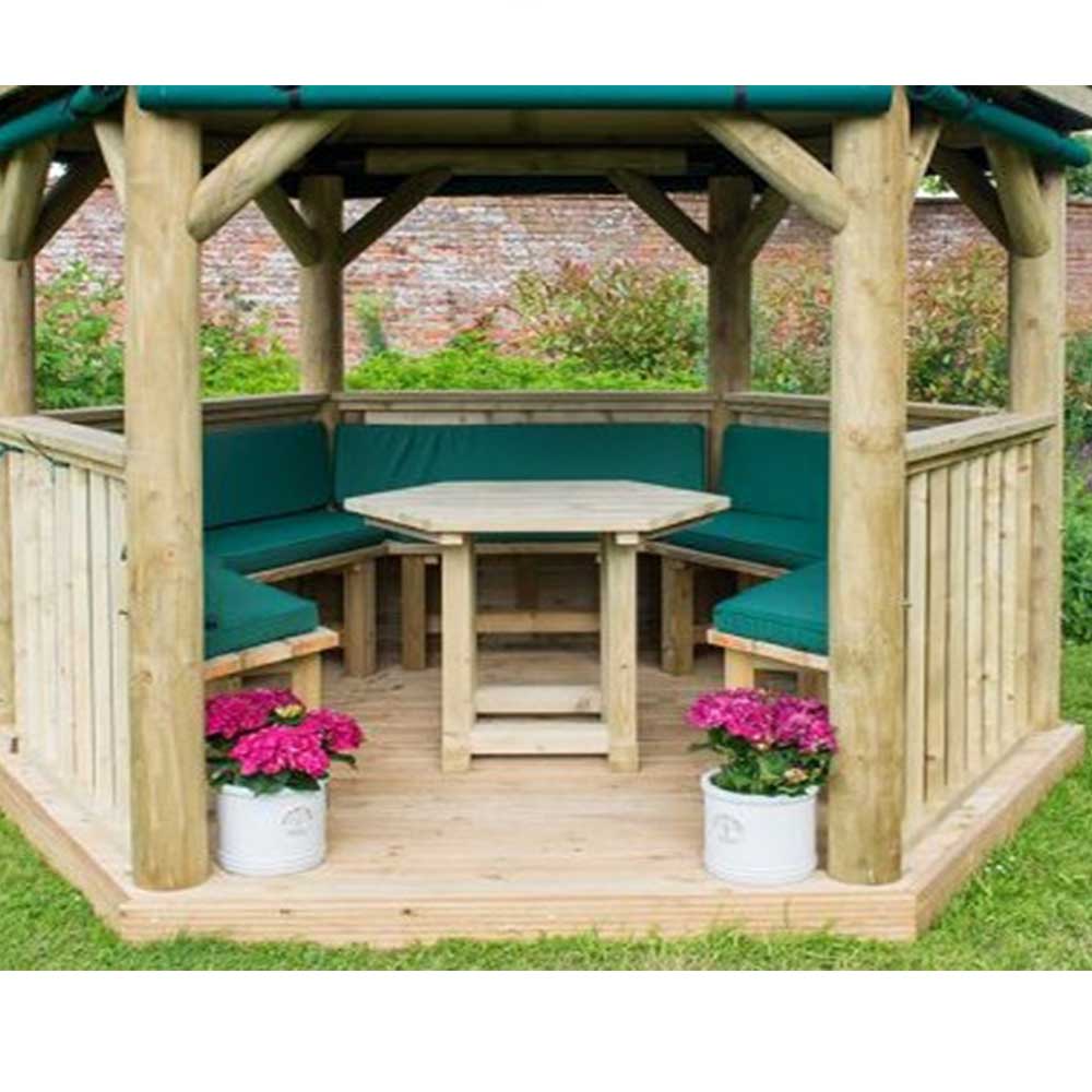 4.0m Wooden Hexagonal Garden Gazebo with Traditional Timber Roof - Pure ...