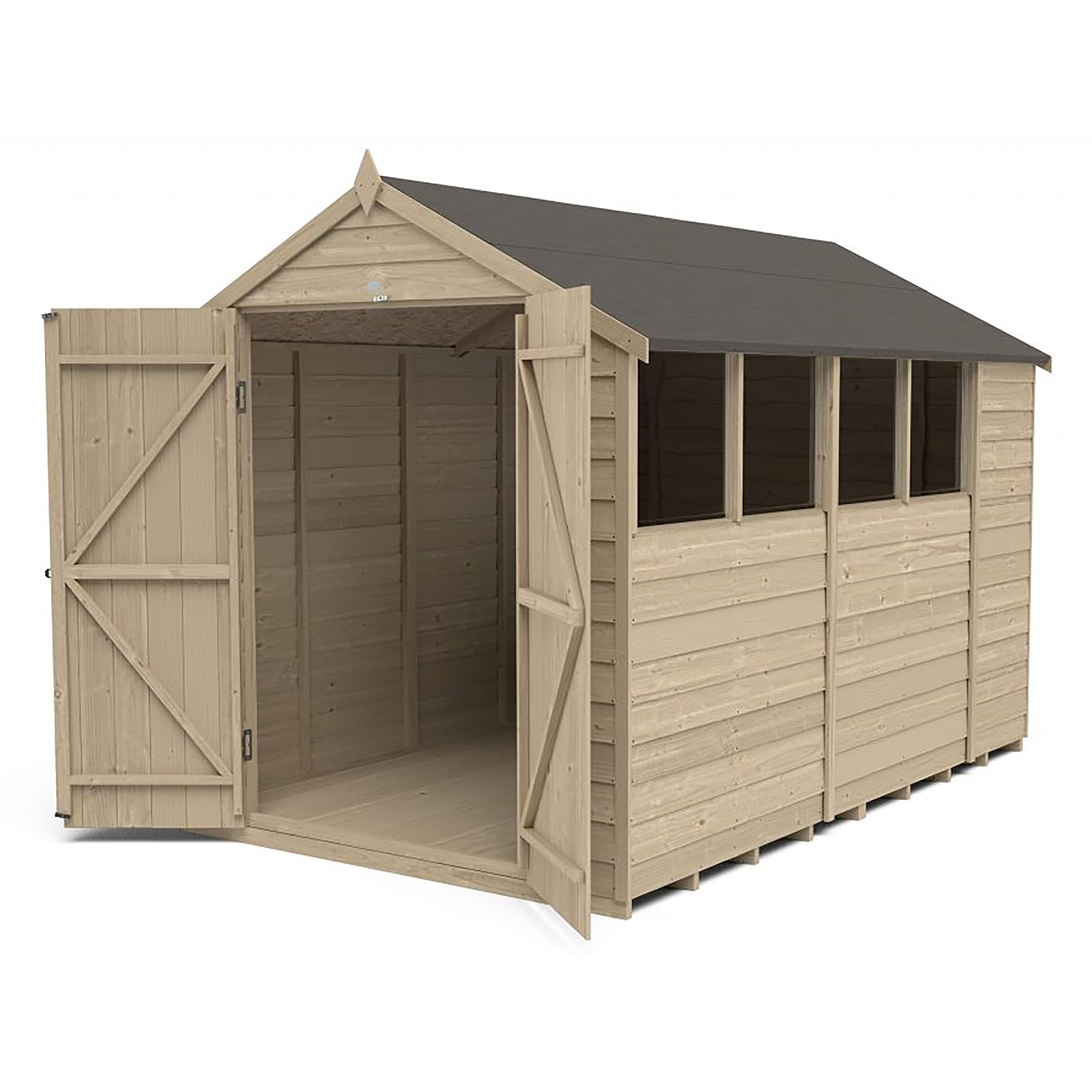 Forest Garden Apex Overlap Pressure Treated 8x12 Wooden Garden Shed ...