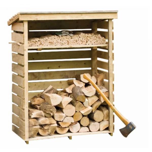 Small Log Store With Kindling Shelf – Pure Garden Buildings