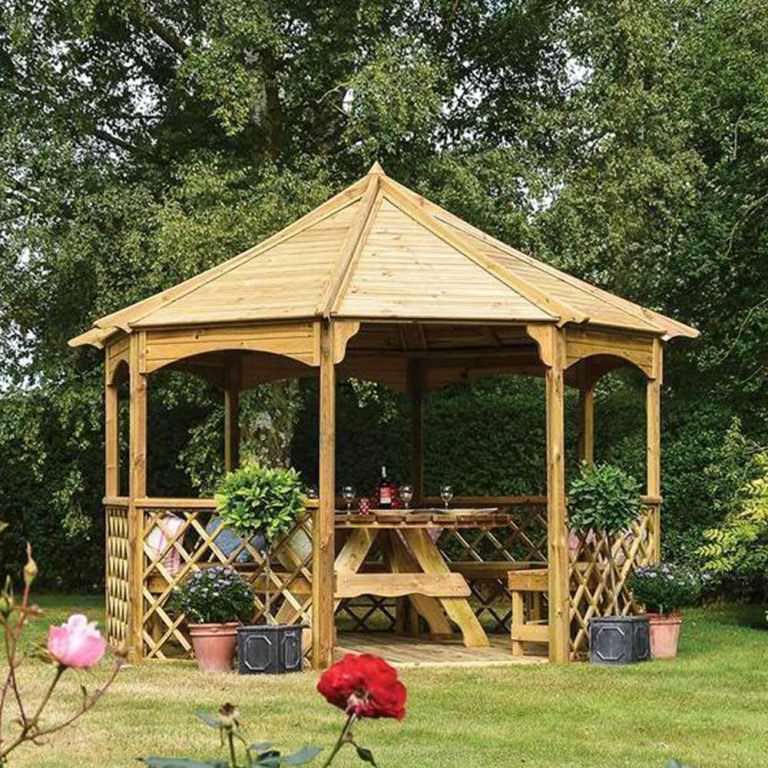 Buckingham Gazebo Spacious Octagonal Wooden Pavilion – Pure Garden ...