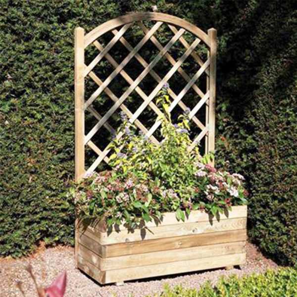 Rectangular Wooden Garden Planter & Lattice - Pure Garden Buildings