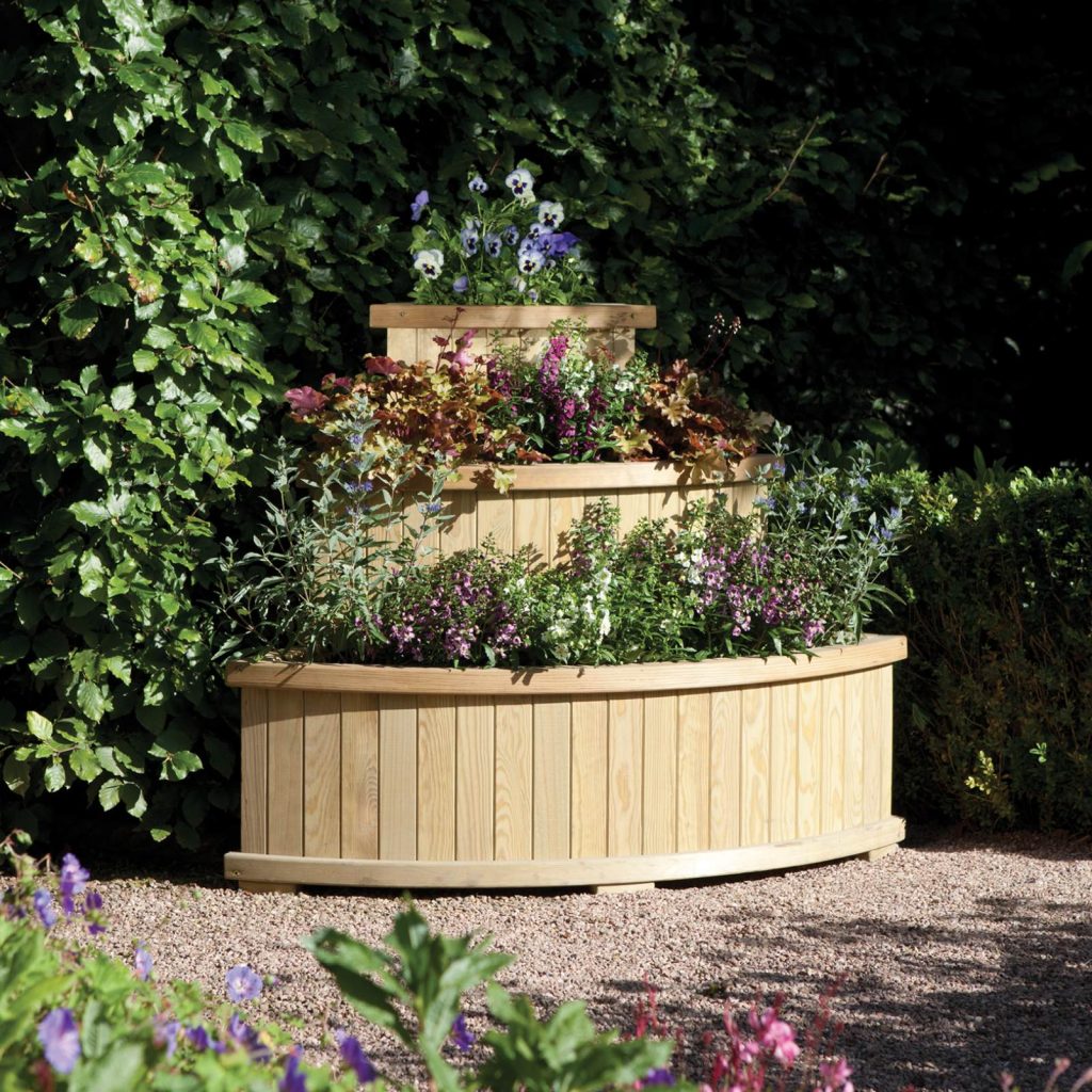 Marberry Cascade Garden Wooden Stepped Corner Planter – Pure Garden ...