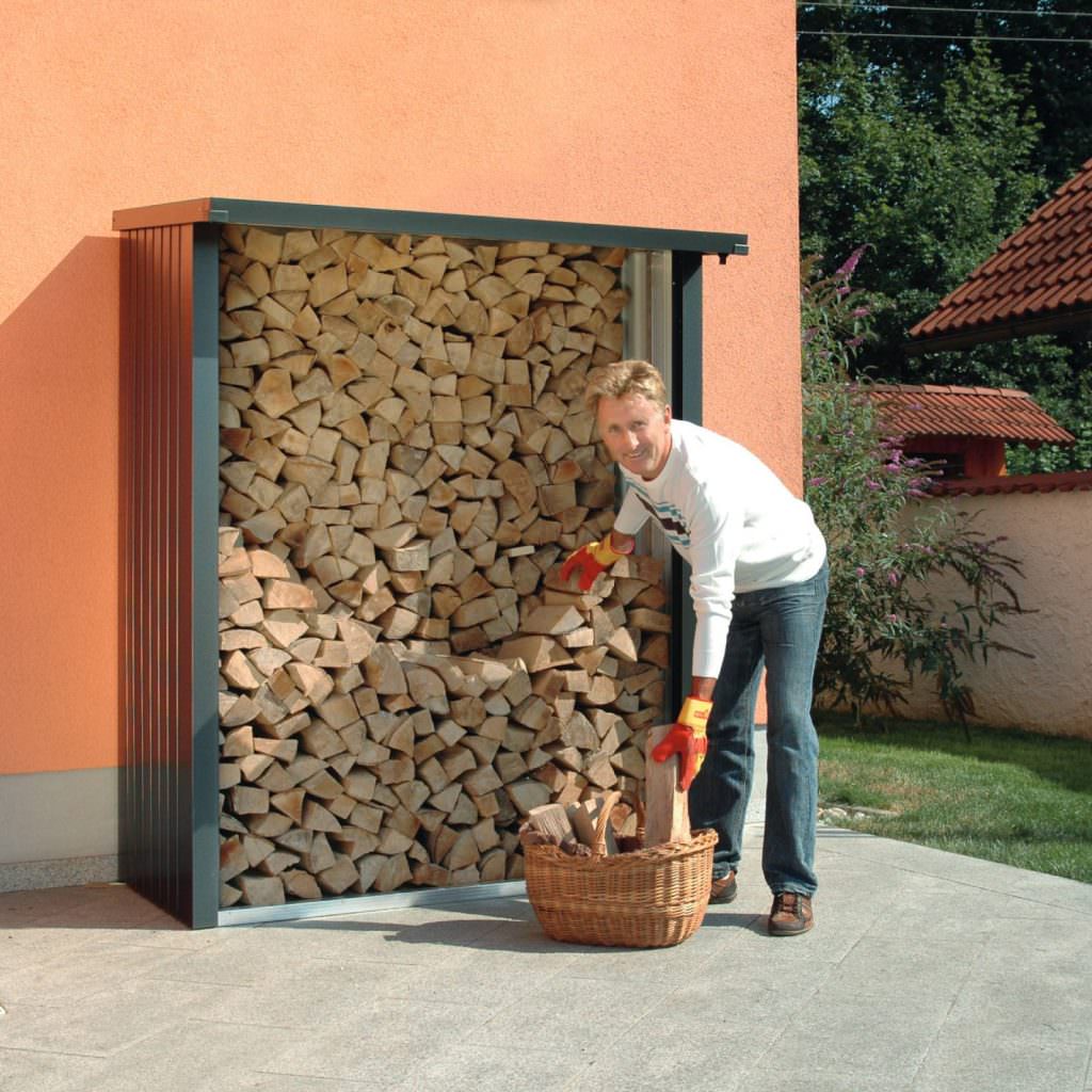 Biohort High Quality 5ft x 3.5ft Woodstock 150 Metal Outdoor Log Store ...