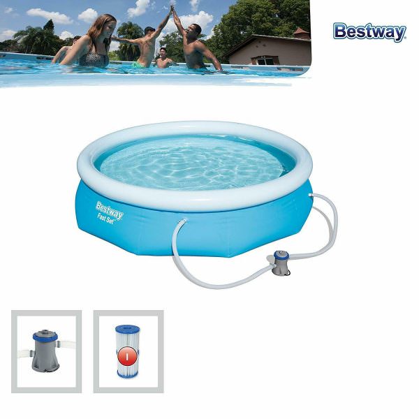 Bestway 10 Ft x 30 Inch Fast Set Pool Pump Swimming Paddling Garden ...