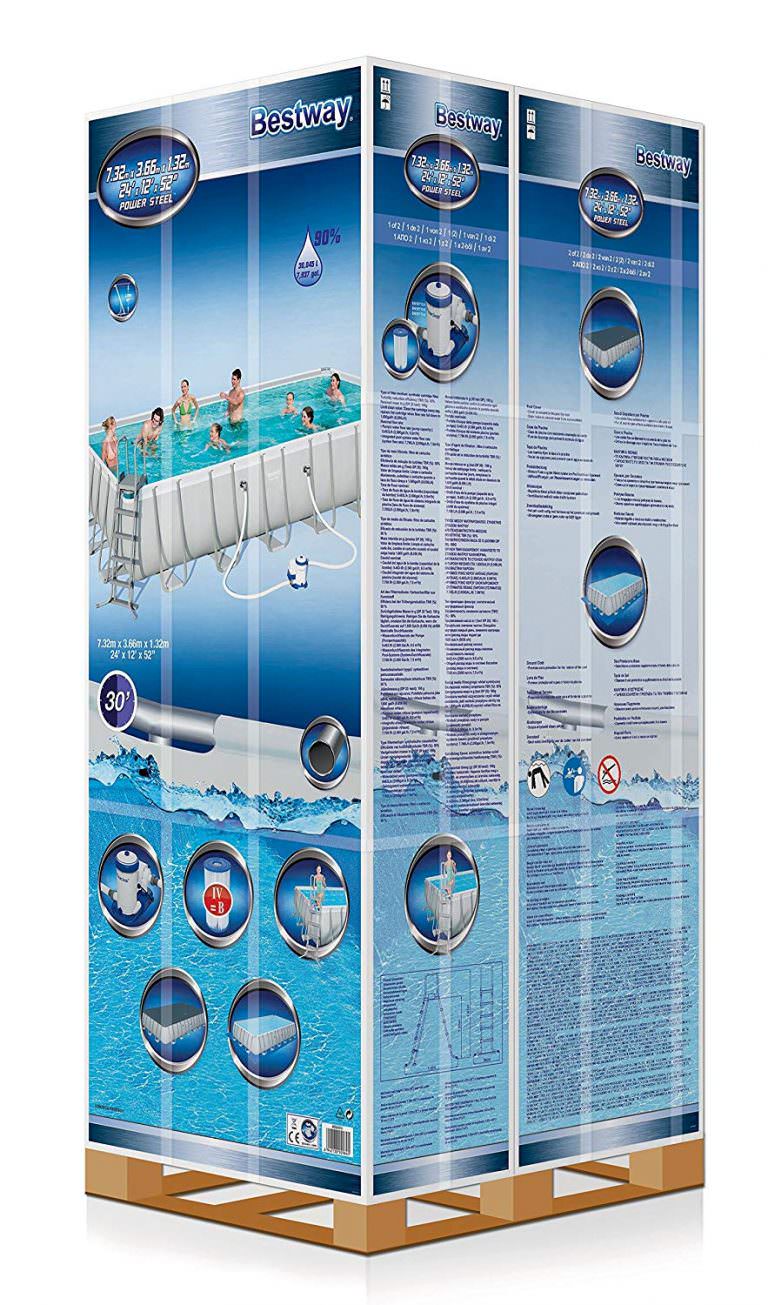 Bestway 24 x 12Ft Power Steel Rectangular Frame Swimming Pool Set ...