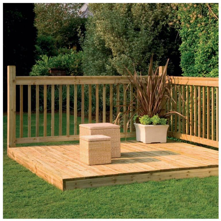Forest Garden 2.4m x 2.4m Patio Deck Kit Includes Decking & Balustrades ...
