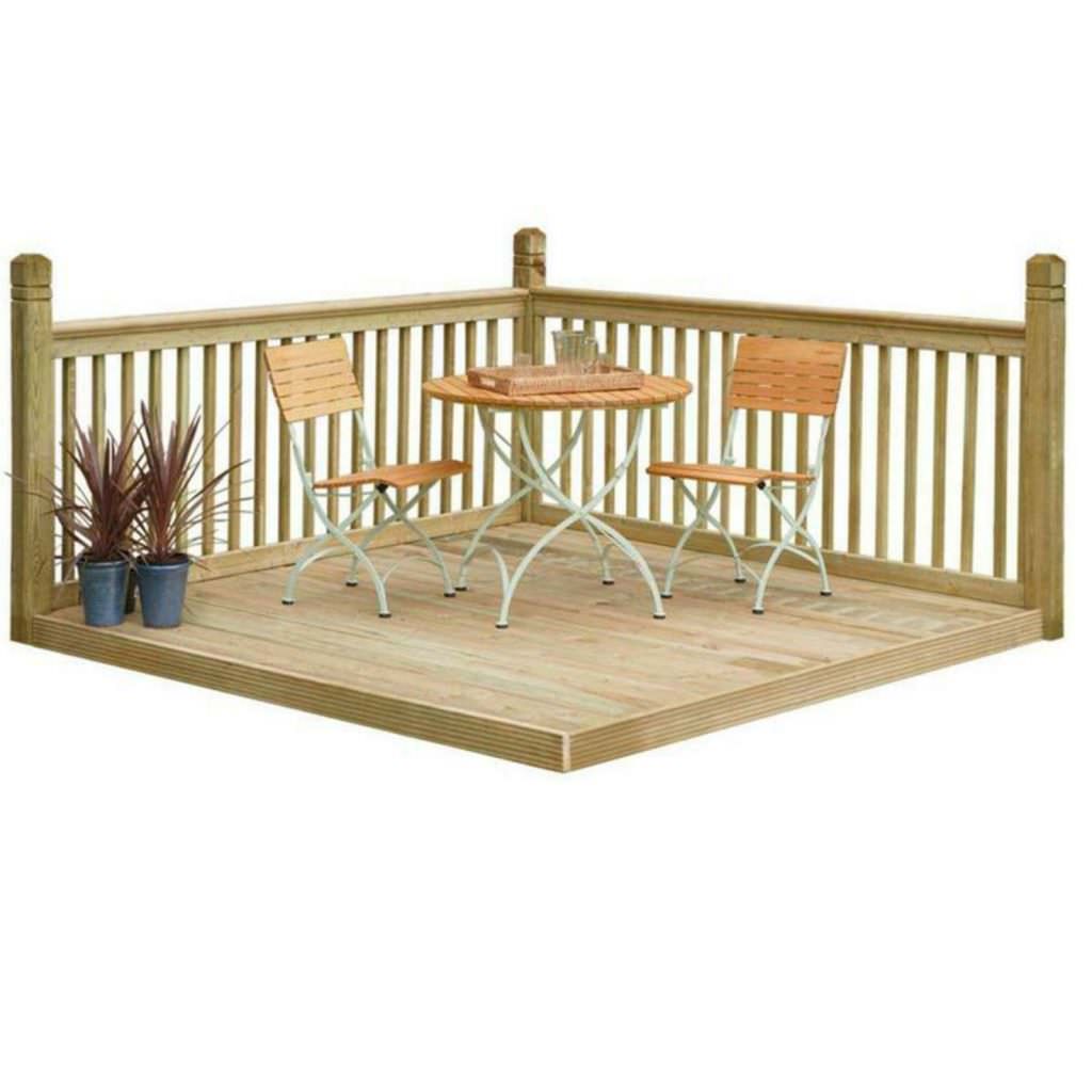 Forest Garden 2.4m x 2.4m Patio Deck Kit Includes Decking & Balustrades ...