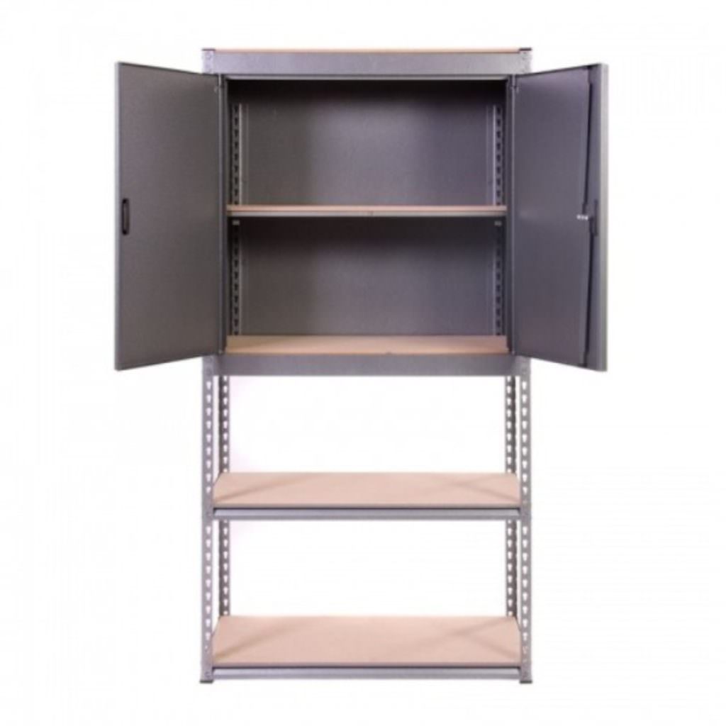 Globel Heavy Duty Half Cupboard 5 Tier Shelving Unit Racking, Lockable ...
