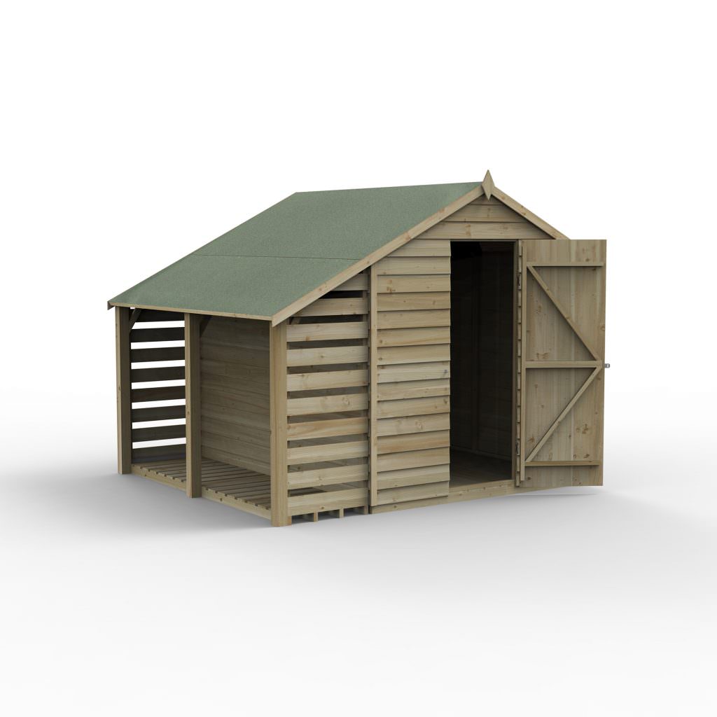 Forest 8×6 4Life Overlap Apex Garden Shed – No Window With Lean-To ...