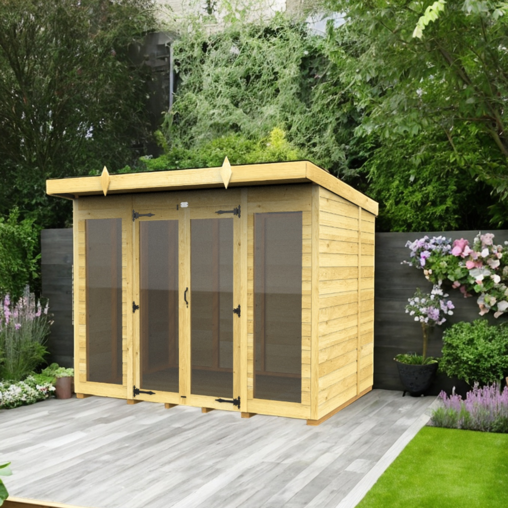 8ft x 6ft Summer House – Choice of Roof & Windows – Pure Garden Buildings