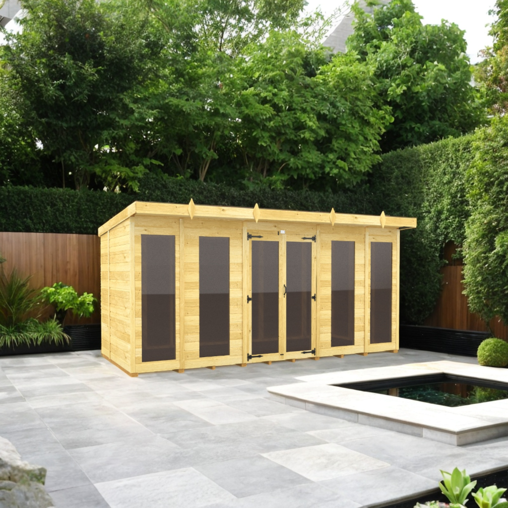 14ft x 6ft Summer House – Choice of Roof & Windows – Pure Garden Buildings