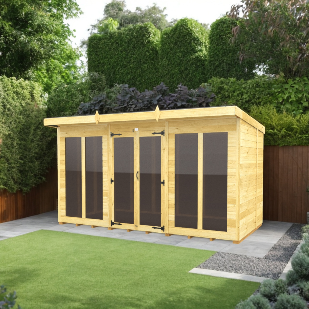 12ft x 8ft Summer House – Choice of Roof & Windows – Pure Garden Buildings